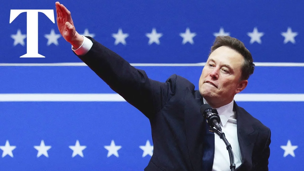 Elon Musk wykonał gest przypominający salut rzymski Elon Musk wykonał gest przypominający salut rzymski